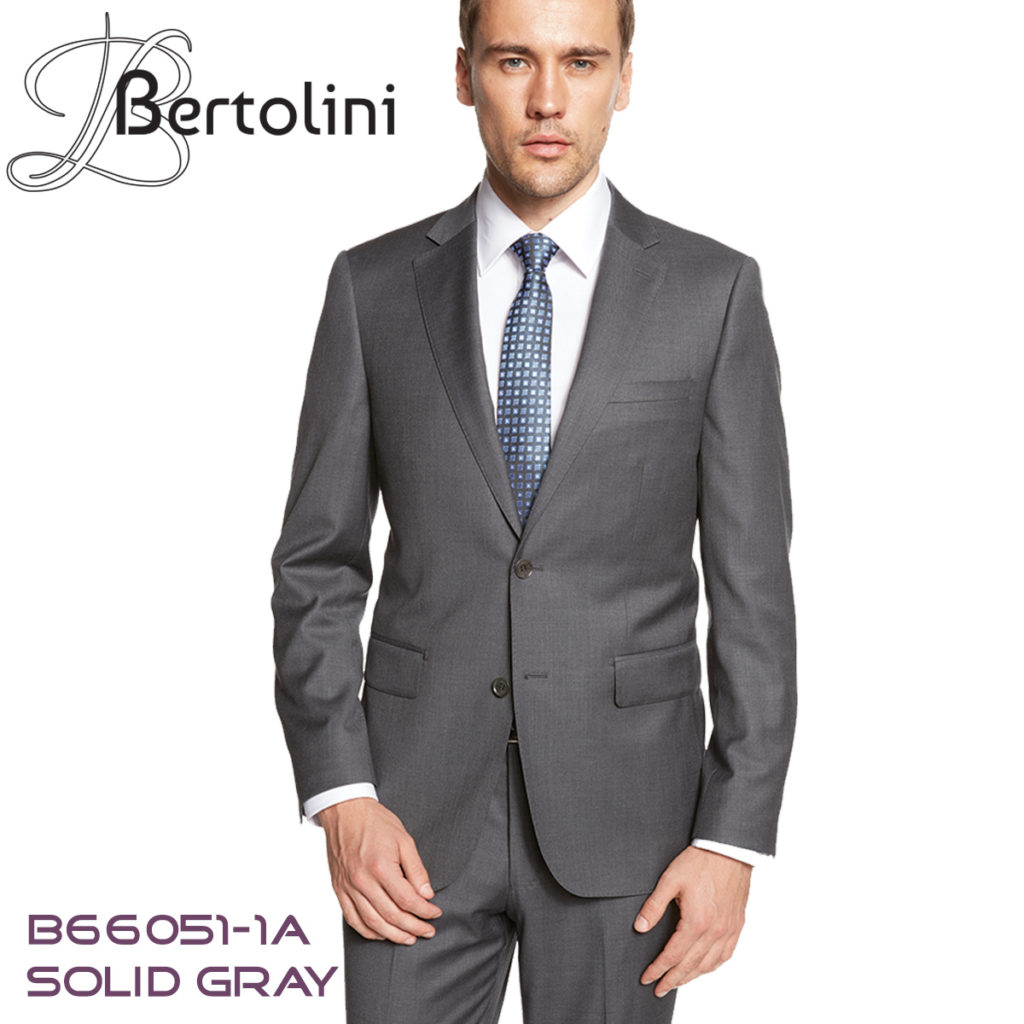 Bertolini 2PC Gray Two-button Suit Wool & Silk in CA - Moda Italy Fashion