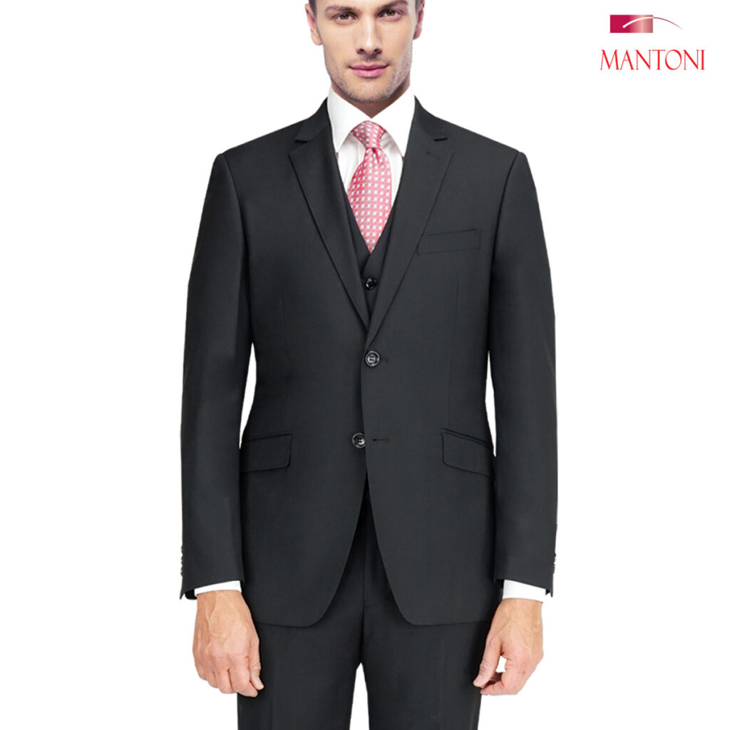 Mantoni Charcoal Two-button Wool Suit in CA - Moda Italy Fashion