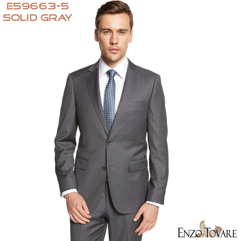 ENZO 150's Super Wool 2-Button Suits in 6 Solid Fabrics Colors