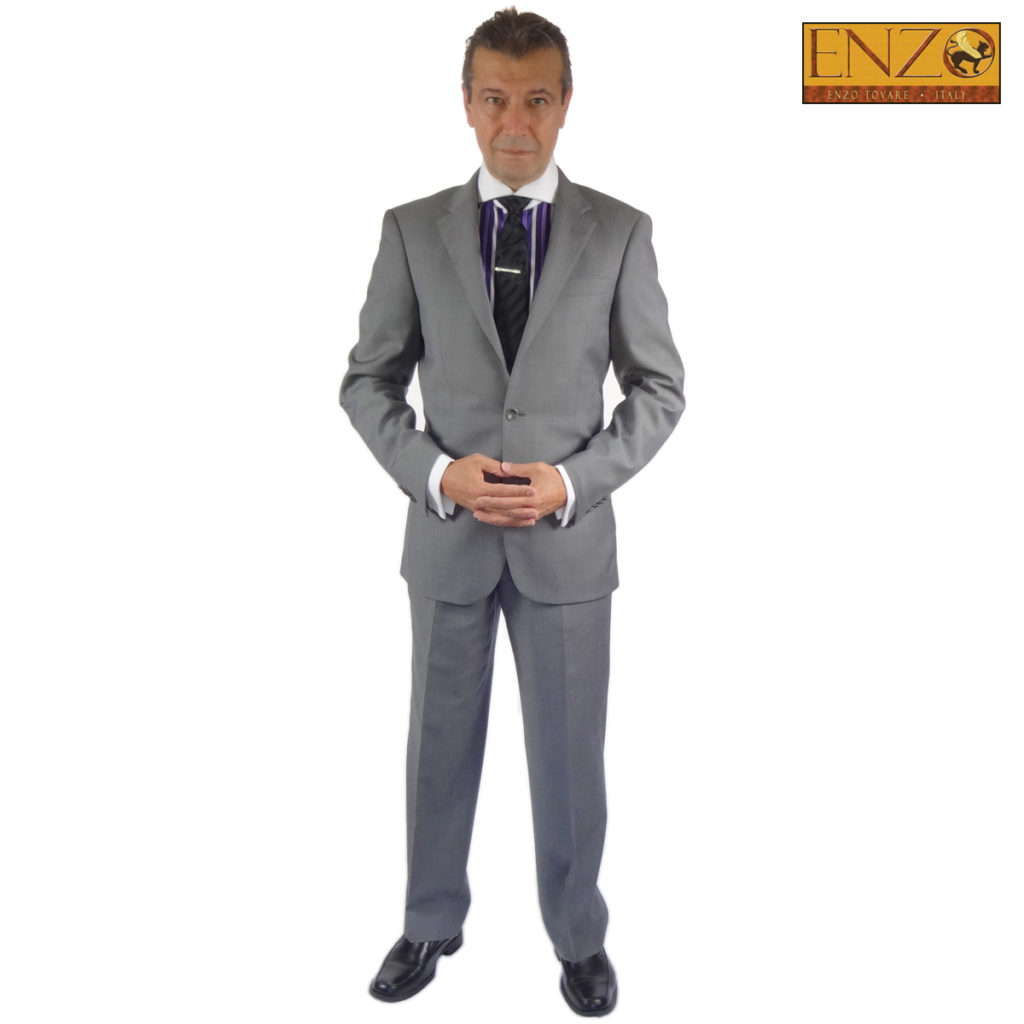 ENZO 150's Super Wool 2-Button Suits in 6 Solid Fabrics Colors