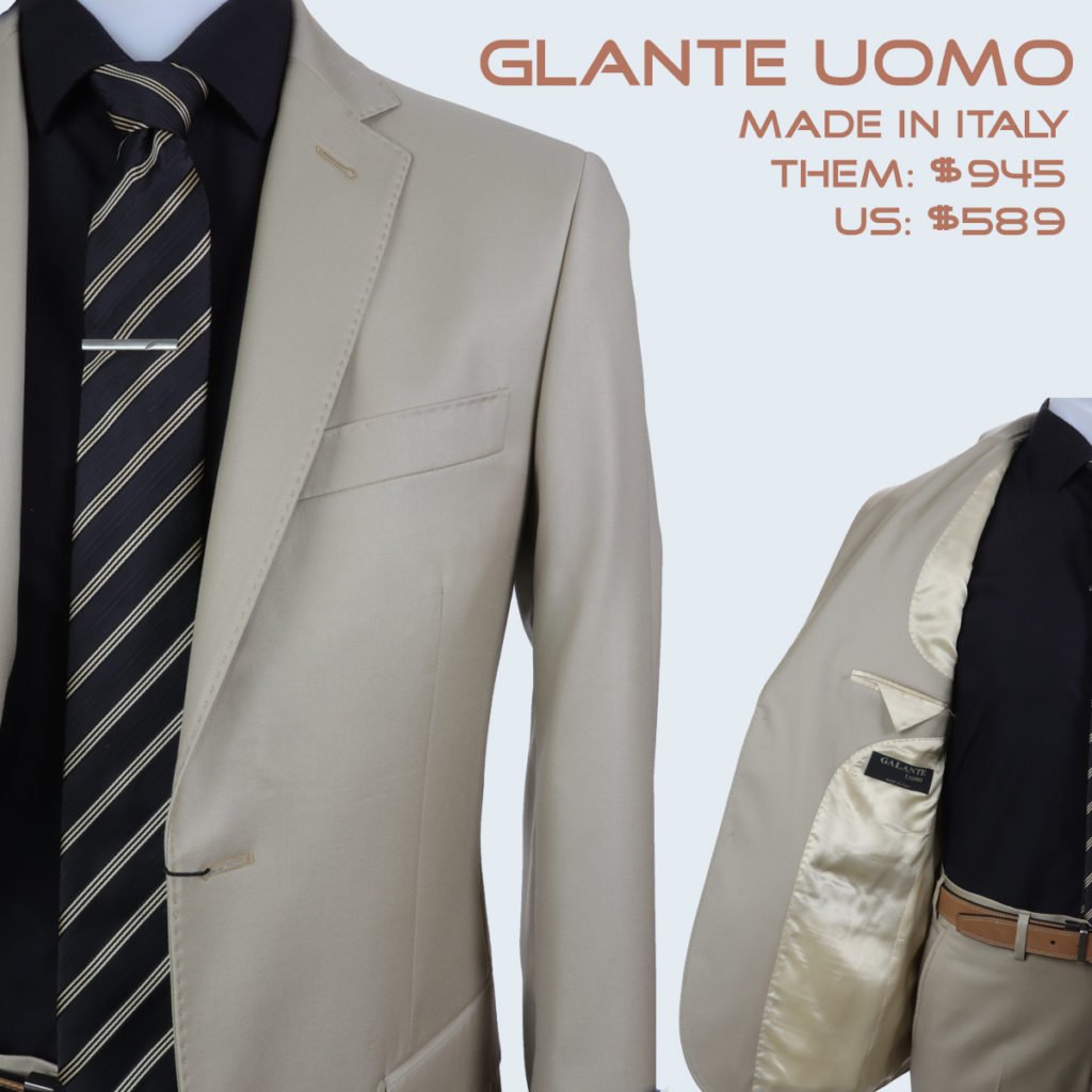 Galante Uomo Made in Italy Beige Suit in CA, - Moda Italy Fashion
